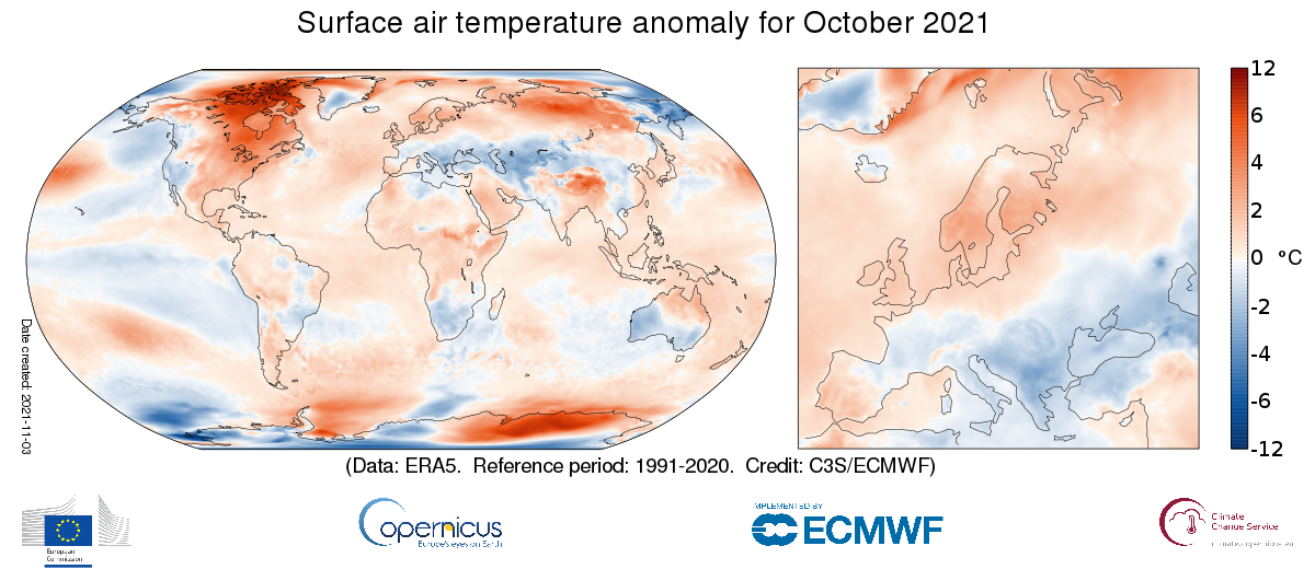 Copernicus: Ο Οκτώβριος του 2021 εκτιμάται ότι ήταν ο τρίτος θερμότερος ...