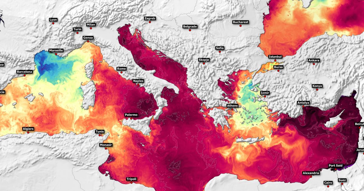 Υψηλές τιμές της θερμοκρασίας της επιφάνειας της θάλασσας στην Μεσόγειο ...